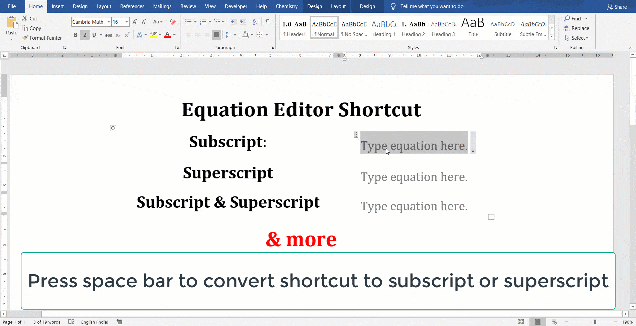 Ms Word Shortcut For Subscript And Superscript PickupBrain