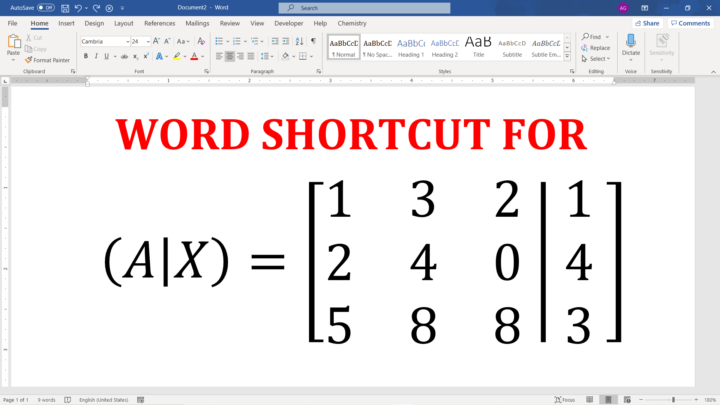 How to type Augmented Matrix in Word? - PickupBrain: Be Smart