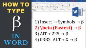 Four different ways to type Beta in Word - PickupBrain: Be Smart