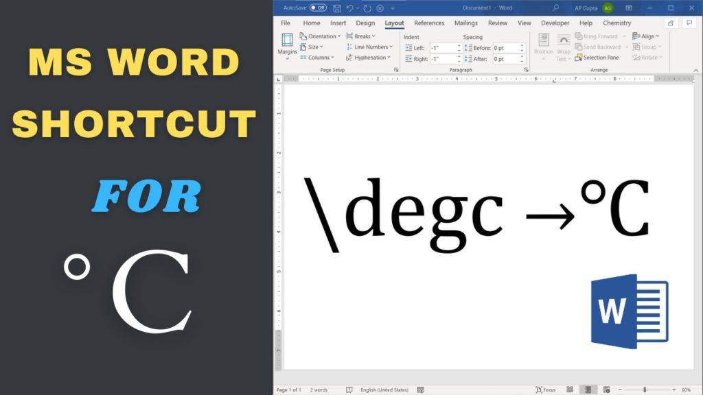 Ms Word Shortcut for Degree Celsius (°C) - PickupBrain: Be Smart