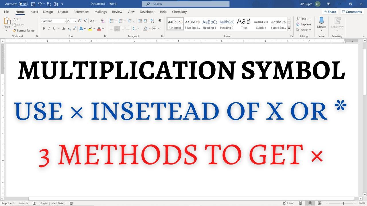 How To Insert Multiplication Symbol In Word PickupBrain Be Smart