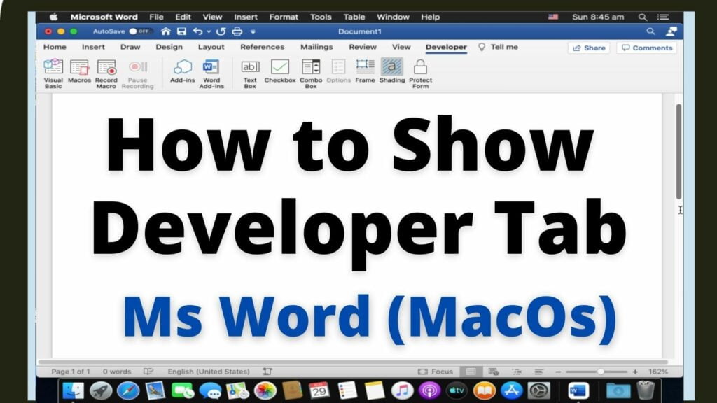 Adding Developer Tab In Word Mac