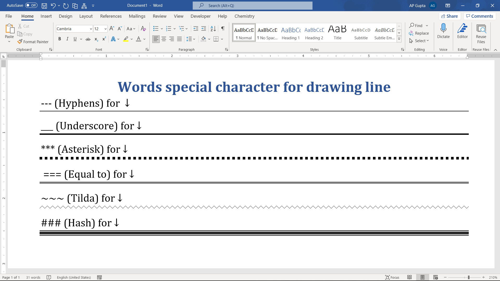 Simple trick to insert horizontal line in Word - PickupBrain: Be Smart