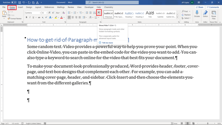 Get rid of paragraph mark (¶) & other formatting symbol in Word - PickupBrain: Be Smart