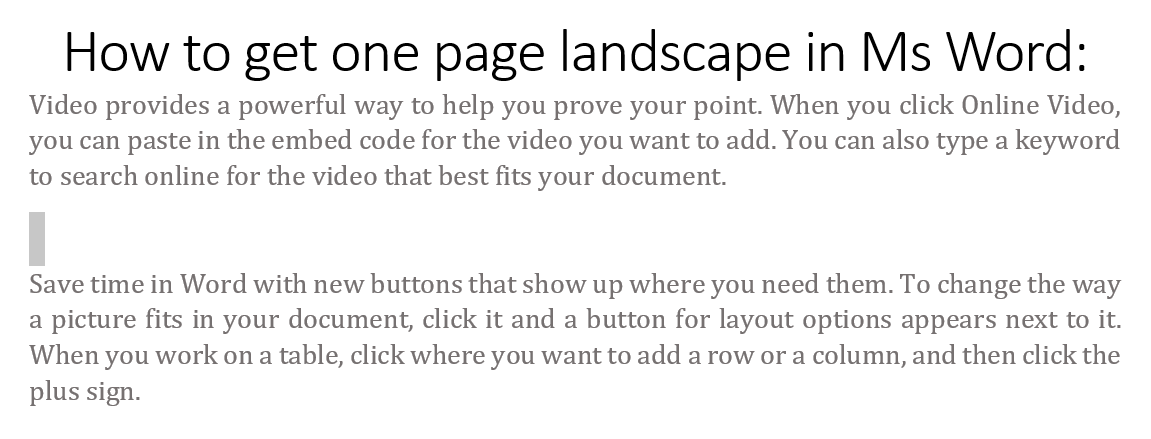 1 Click To Make One Page Landscape In Ms Word solved PickupBrain Be Smart