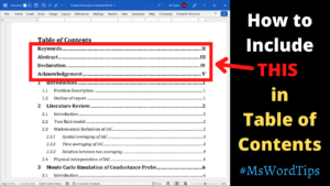 How to add abstract and other headings to Table of Contents in Ms Word ...