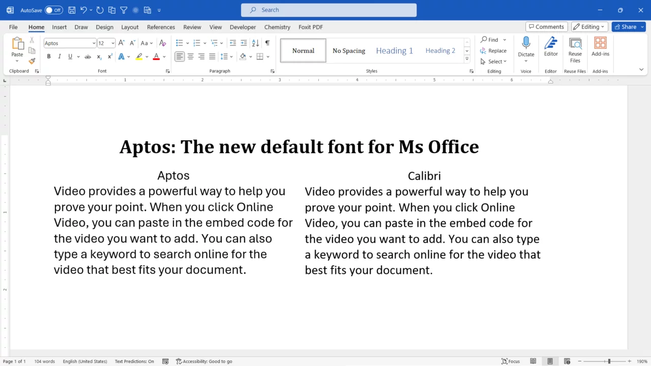 The Origin of Aptos Font: The Latest Default Font for MS Word 365