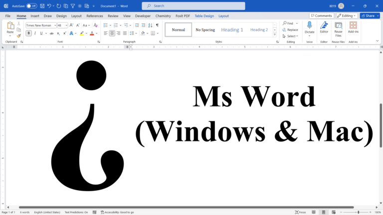 Different Ways to Insert Inverted Question Mark in MS Word