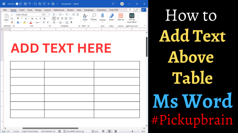 How to Insert Text Above a Table at the Top of a Word Document