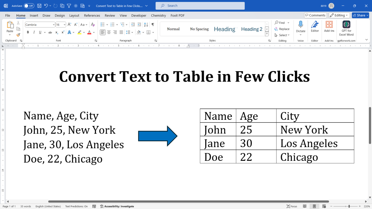 Step-by-Step Guide: How to Convert Text to Table in MS Word ...