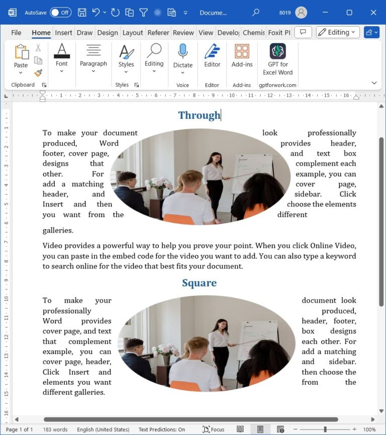 Understanding Different Types Text Wrapping Options in MS Word