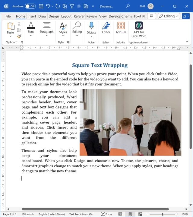 Understanding Different Types Text Wrapping Options in MS Word