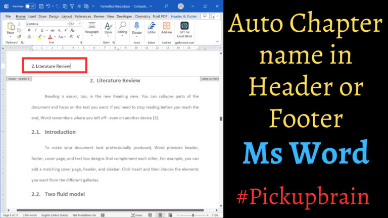 How to Automatically Insert Chapter Titles in Headers or Footers in ...